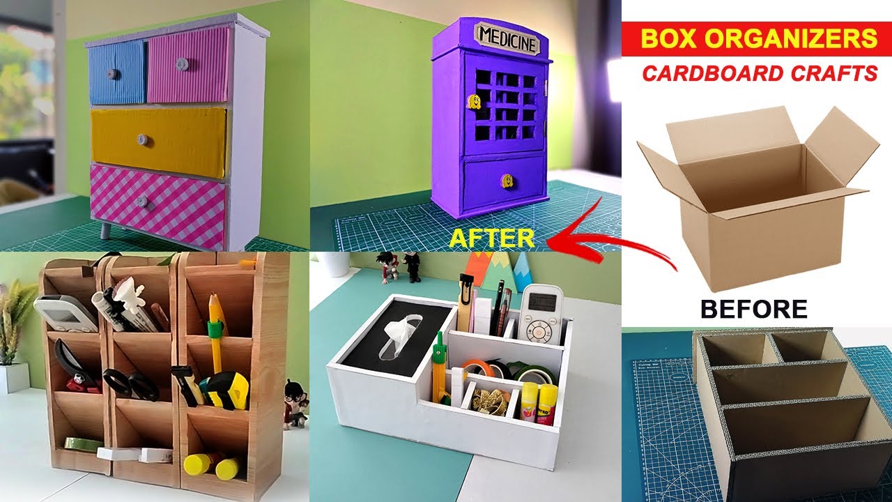 4 Amazing DIY Cardboard Box Organizers You Must Try! - YouTube