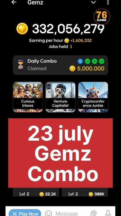 23 july Gemz Daily Combo Cards Today | gemz coins #gemz #gemzcombo #combocards - YouTube