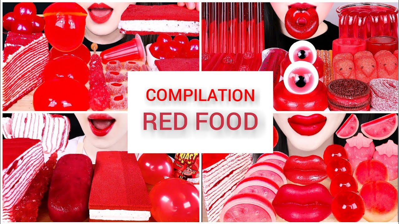 RED FOOD ASMR COMPILATION - YouTube