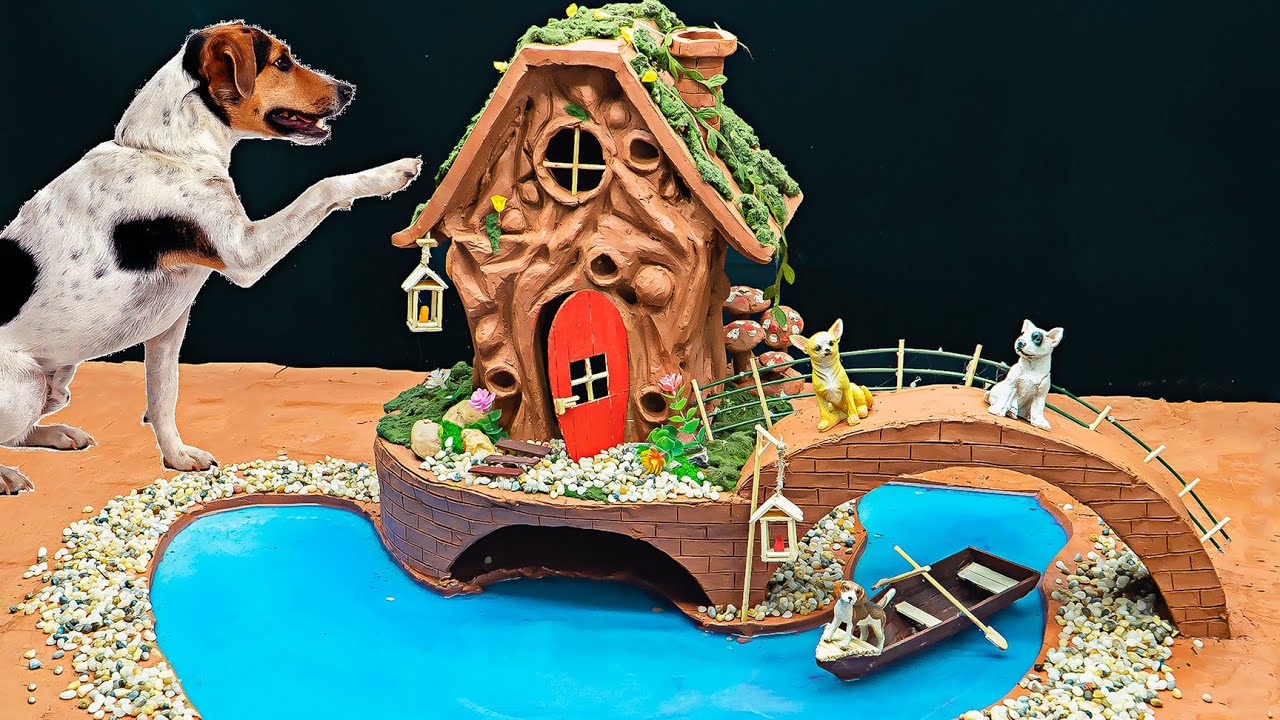 Build Most Modern Miniature Clay Dogs House with Boat and Swimming pool ...