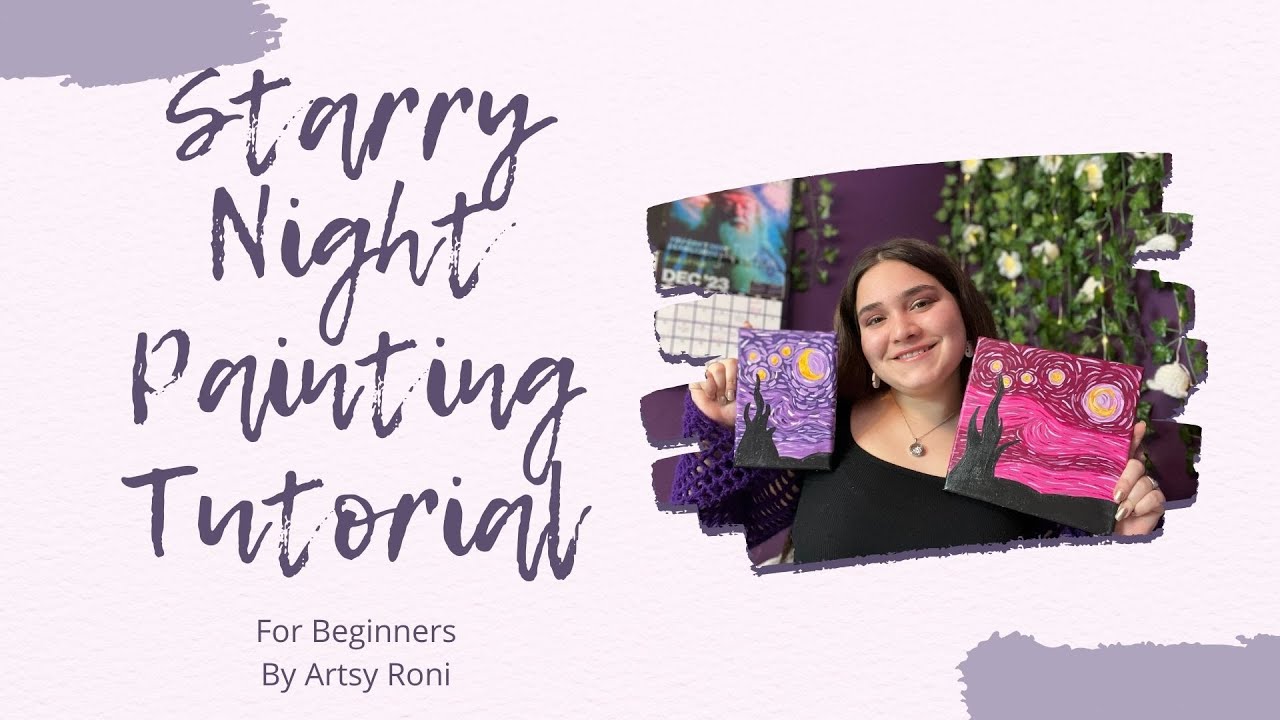 Starry Night Painting Tutorial for Beginners | Art With Roni - YouTube
