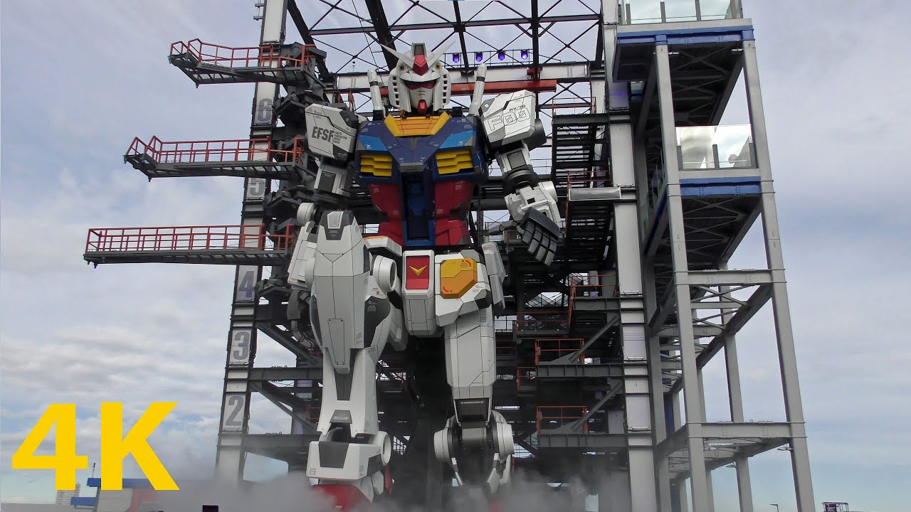 [4KUHD] GUNDAM Robot in Japan GUNDAM FACTORY YOKOHAMA Gundam moves in ...
