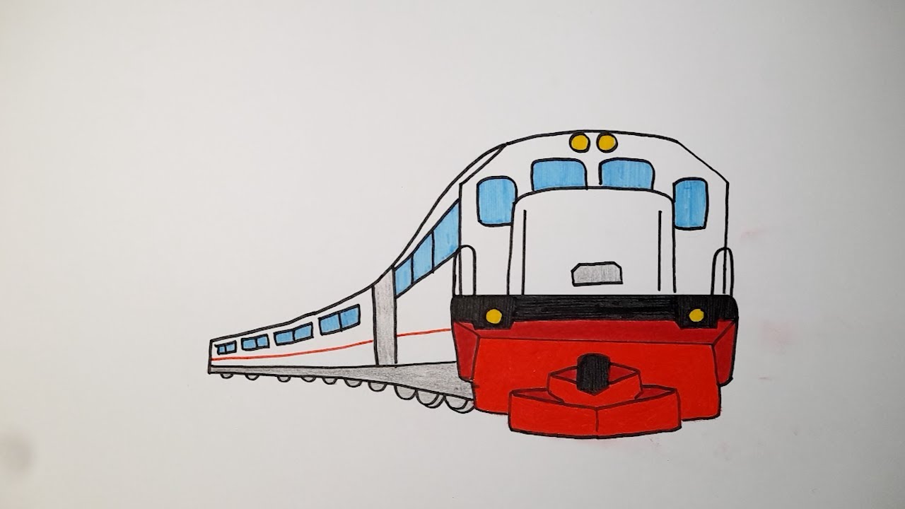 Menggambar Kereta Api Indonesia Sederhana - YouTube