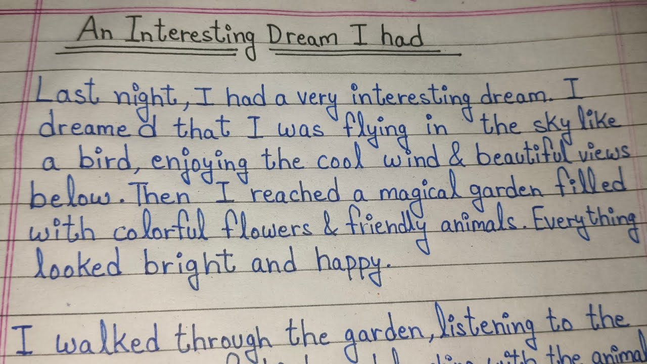 Essay on An Interesting Dream I Had | An Interesting Dream I Had Essay ...