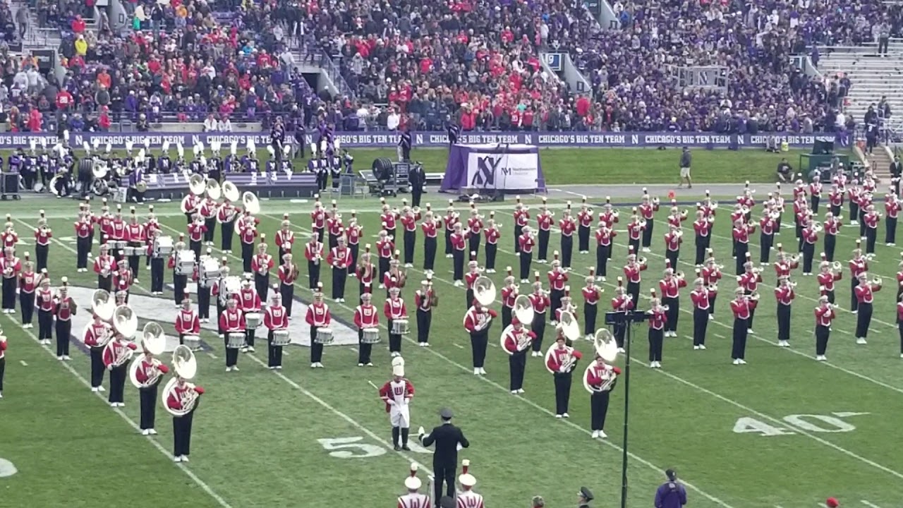 Wisconsin marching band at Northwestern 2018 - YouTube