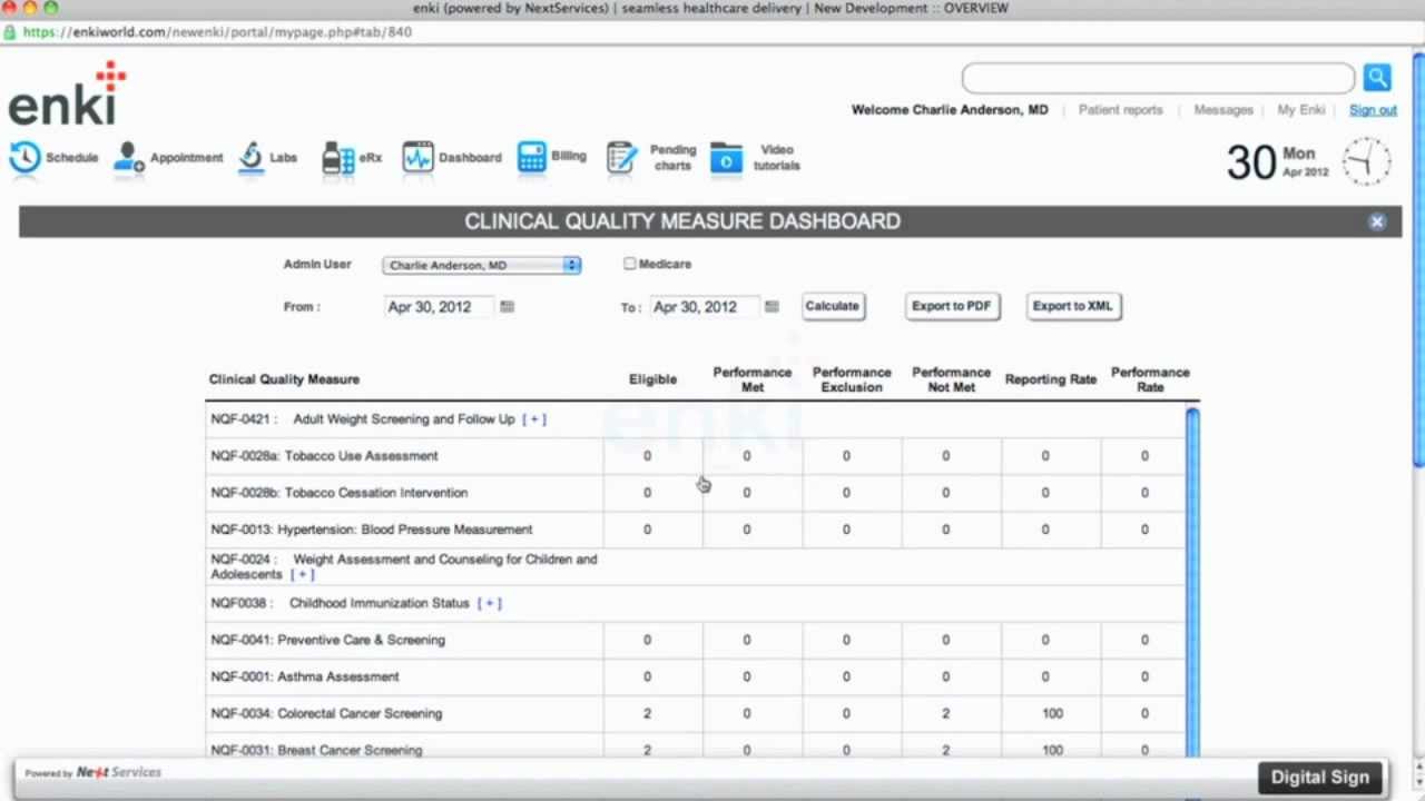 CQM Dashboard - enki EHR (NextServices) - YouTube