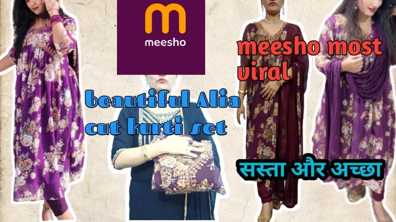 meesho beautiful Alia cut kurti💕||meesho haul||honest review||Alia cut kurti #meeshohaul - YouTube