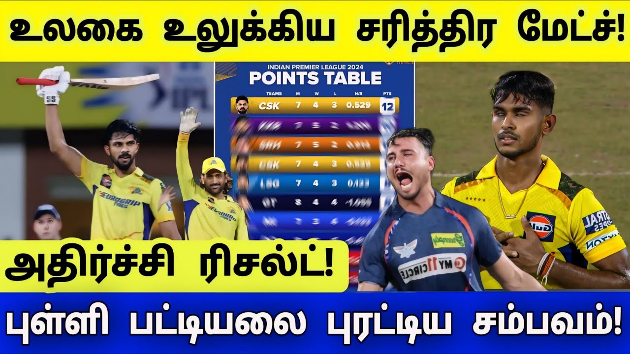 CSK vs LSG HIGHLIGHTS: உலகை உலுக்கிய சரித்திர மேட்ச்! புள்ளி பட்டியலை ...