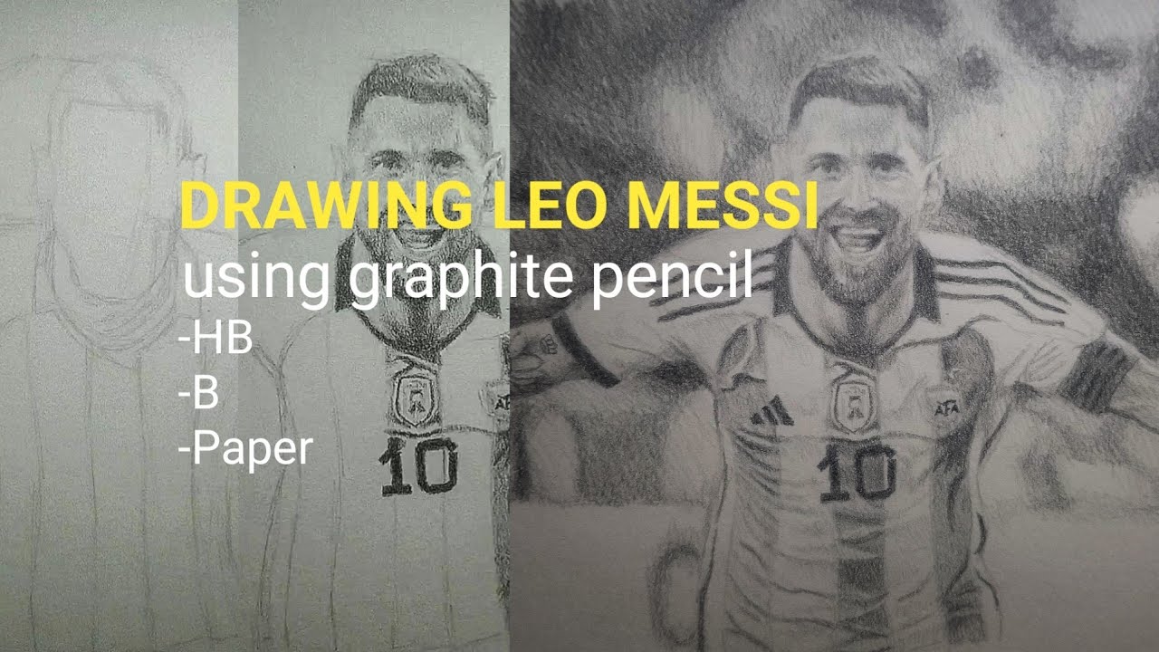Drawing Leo Messi using graphite pencil - YouTube