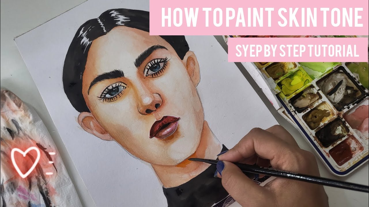 How to paint skin tone | Easy watercolor face painting tutorial for ...