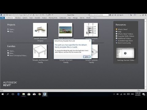 REVIT Default Family Template Files is Invalid حل مشكلة مسار المكتبة ...