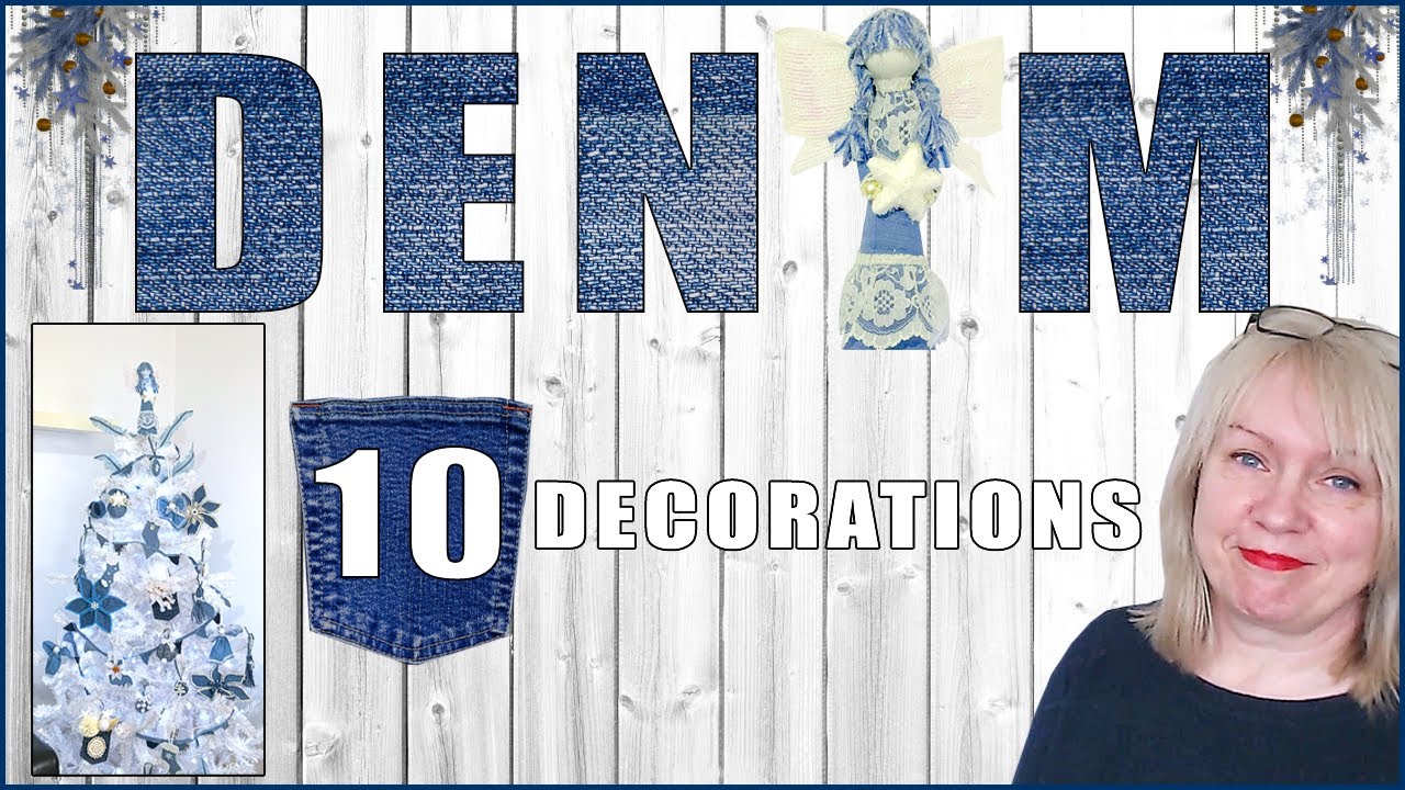 10 Denim Christmas tree decorations - DIY Christmas craft Blue colour ...