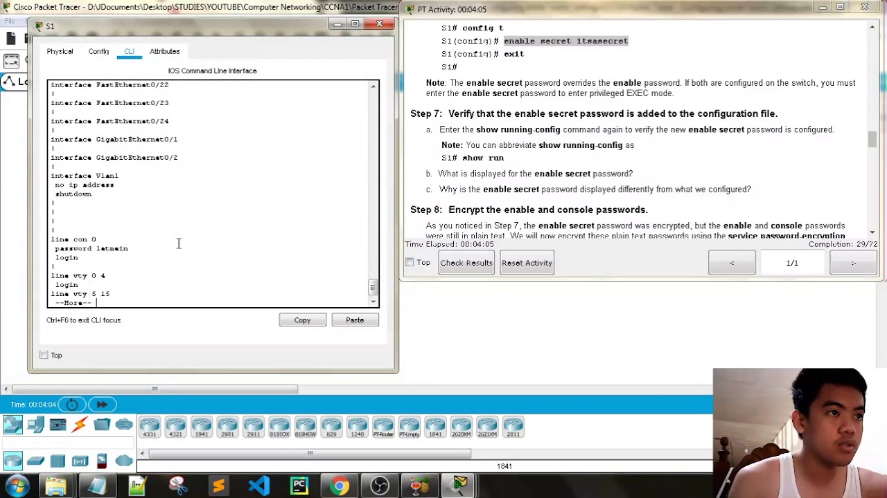 CCNA1 PKT | 2.2.3.4 Packet Tracer - Configuring Initial Switch Settings - YouTube