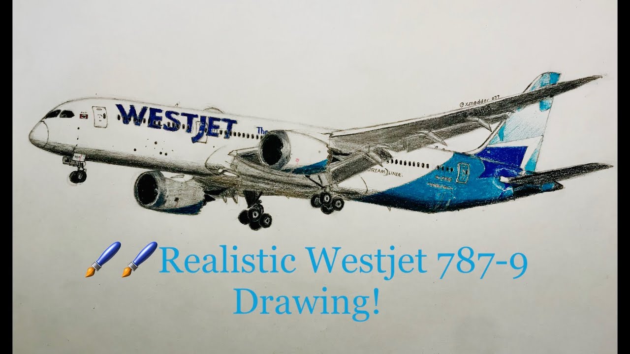🇨🇦 🍁 Drawing Westjet Boeing 787-9 Dreamliner! The spirit of Canada 🍁 🇨🇦 ...