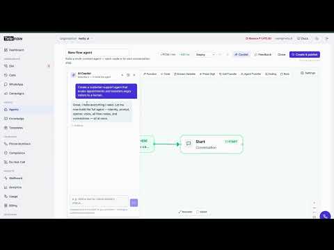 Build Voice AI agents in minutes on Telenow.AI
