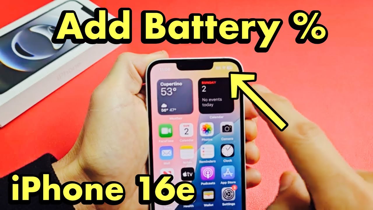 iPhone 16e: How to Add Battery Percentage % on Status Bar - YouTube