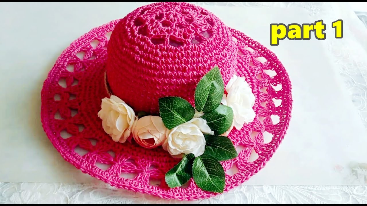 crochet straw hat（ part1） - YouTube