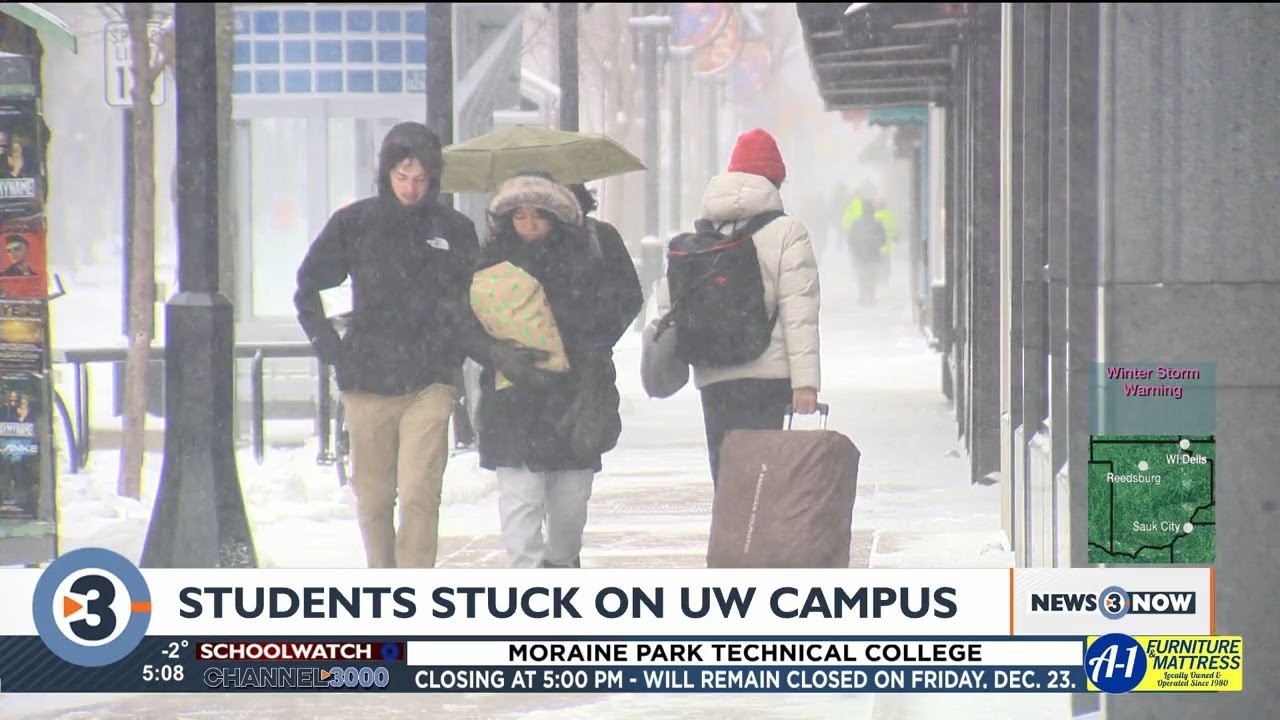UW-Madison students stuck on campus due to blizzard - YouTube