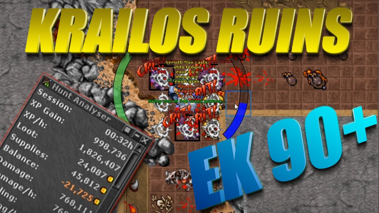 [TIBIA] EK 90 - Krailos Ruins | 1,8KK XP - YouTube