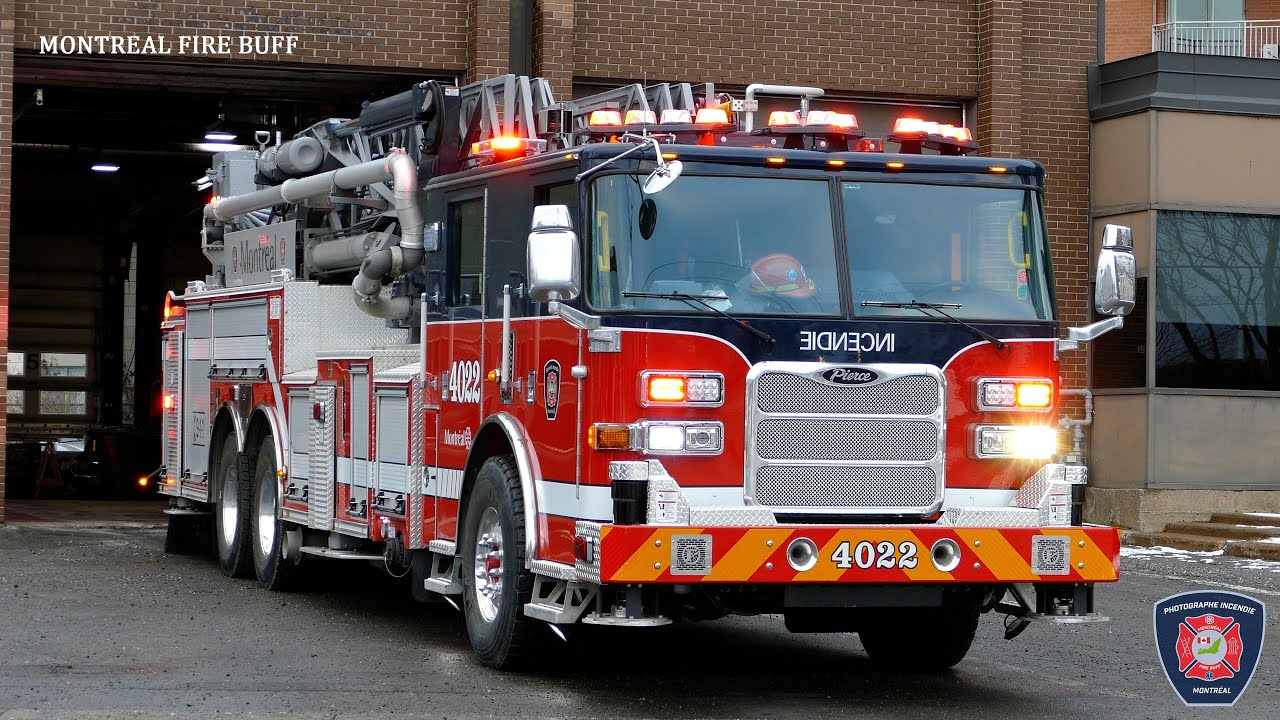 *EXCLUSIVE* BRAND-NEW Montreal Fire Service Tower Ladder 4022 - YouTube