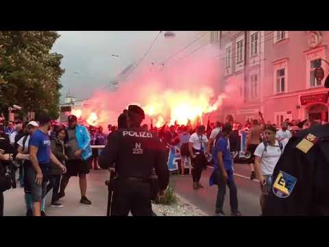 Marseille's fans corteo in Salzburg 03.05.2018