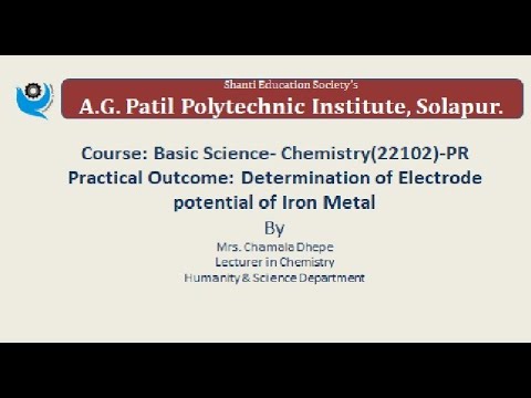 Expt No. 7 Determination of electrode potential of Iron (Fe) metal ...