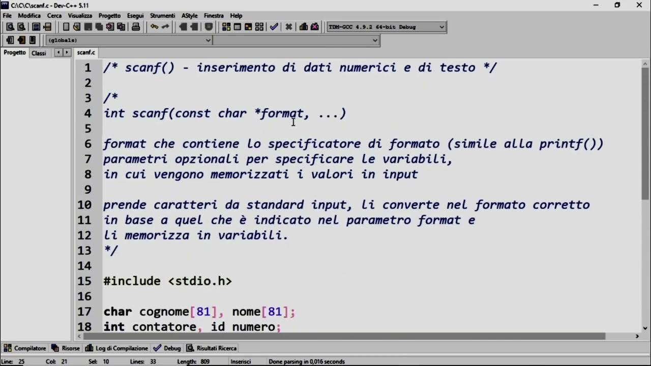 Linguaggio C - La funzione scanf - YouTube