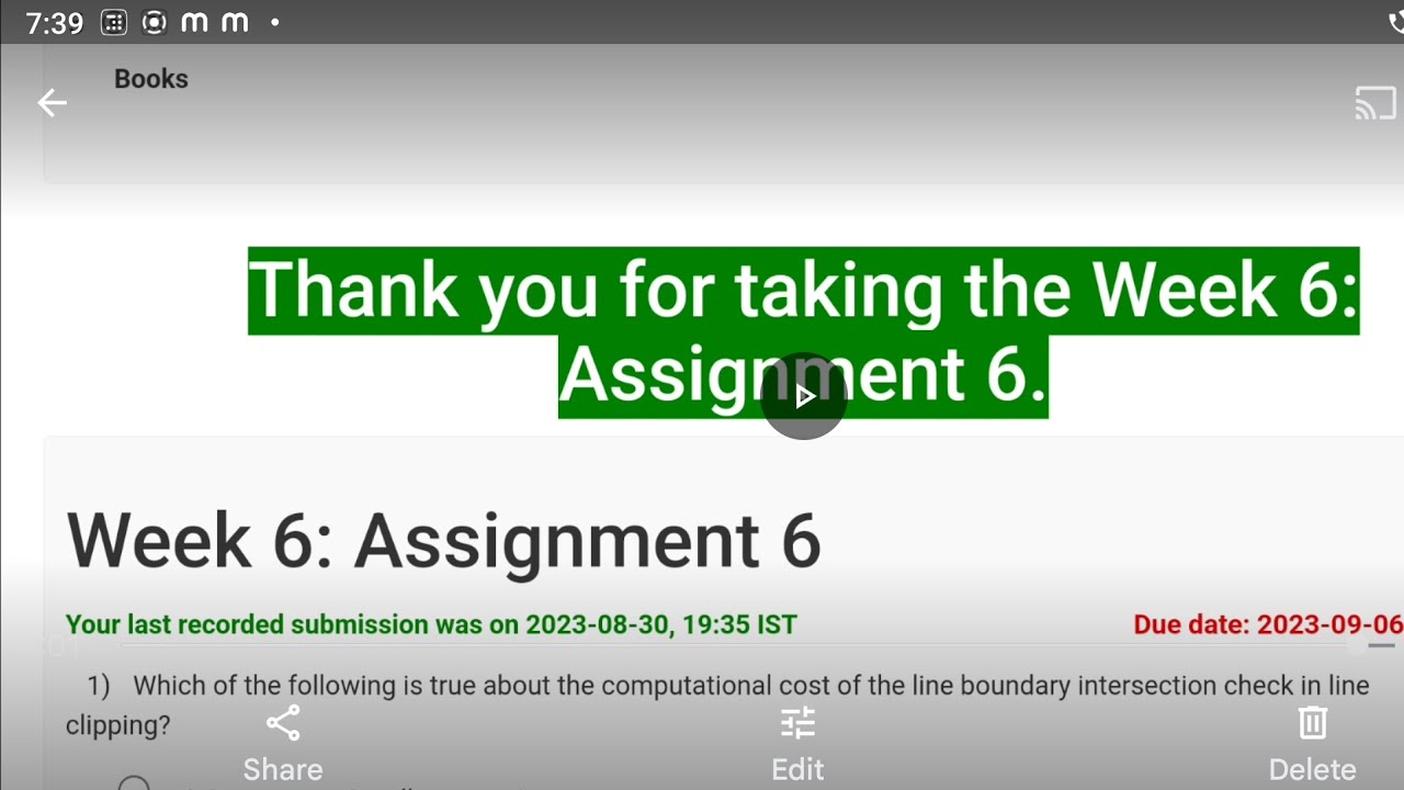 Nptel Computer Graphics Week6 Assignment6 Answers Nptel Nptel2023 Nptelcourseanswers 4724