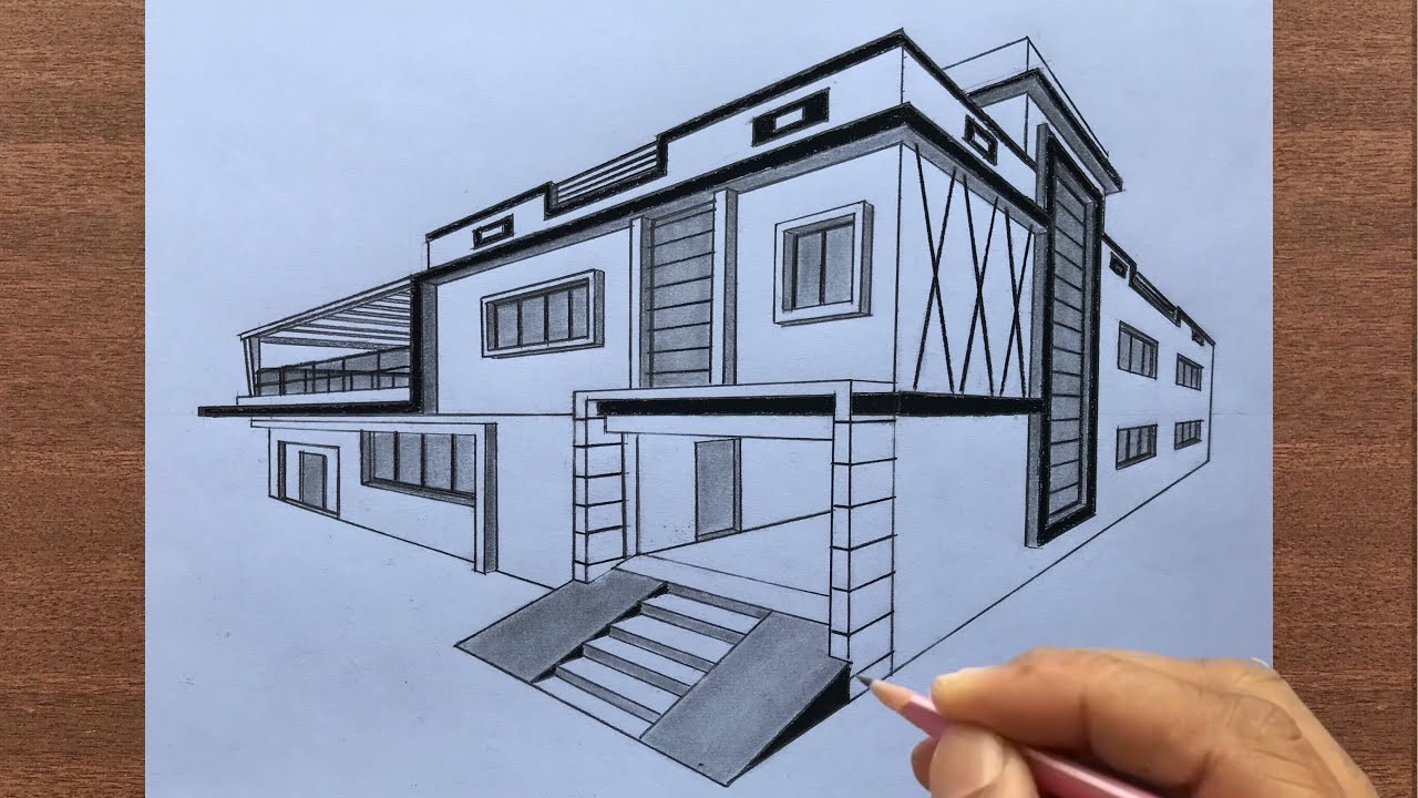 How to Draw a House in 2-Point Perspective - YouTube