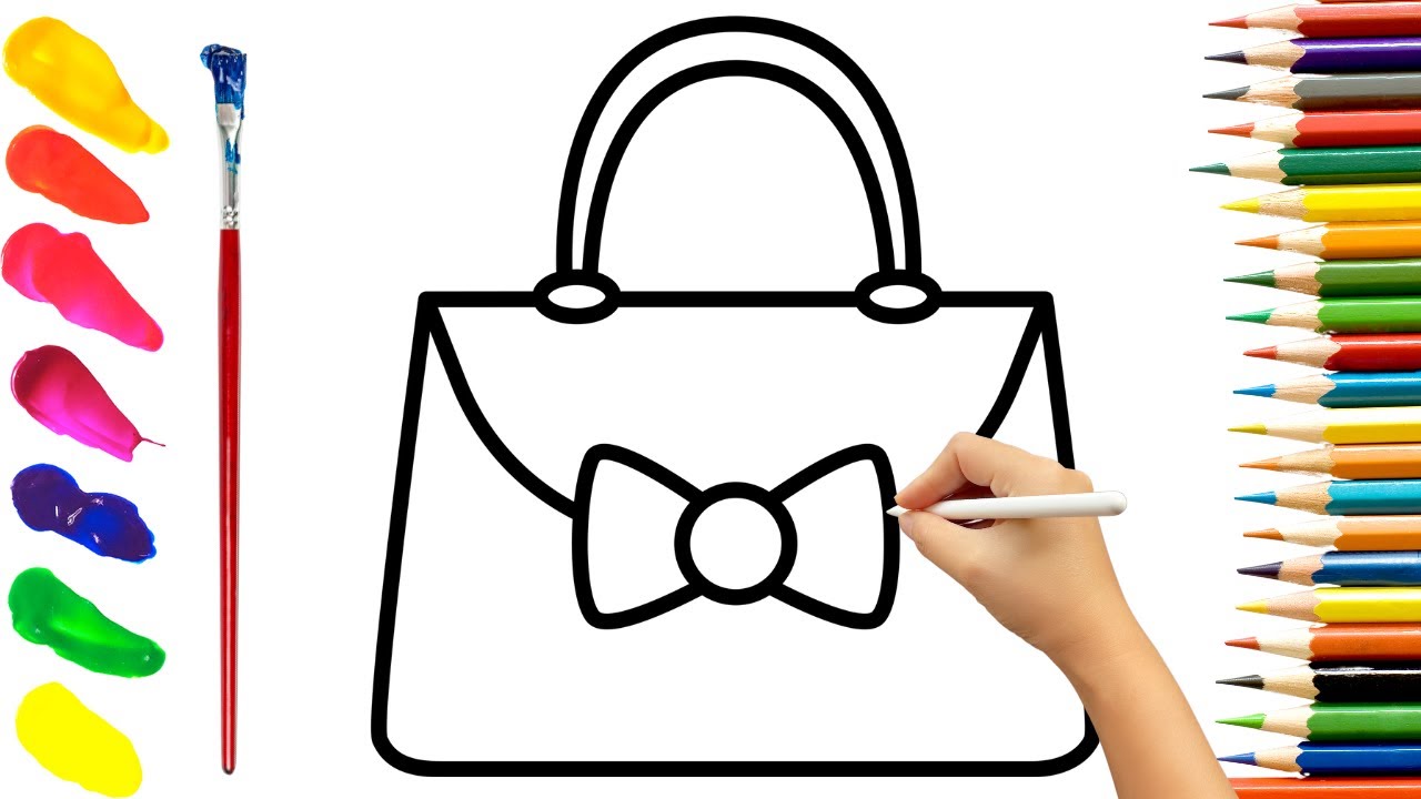 How To Draw cute hand bag. Easy Drawing, Painting & Coloring For Kids ...