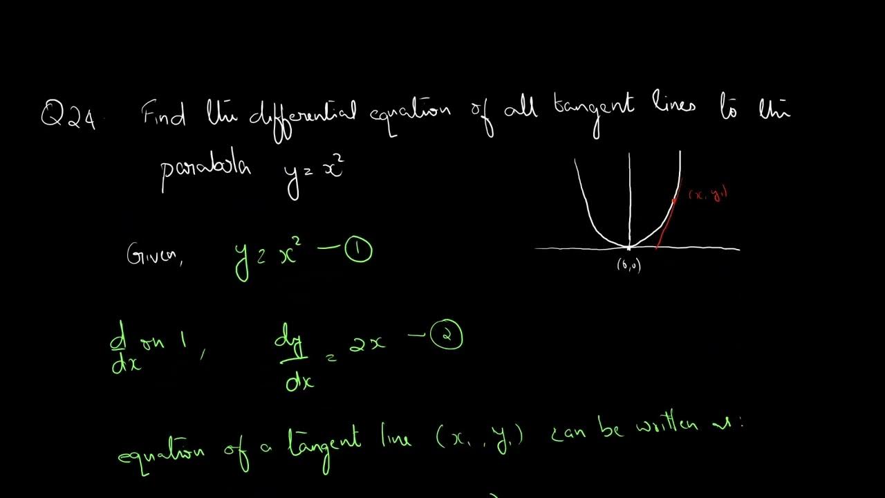 Q24. Find the differential equation of all tangent lines to the parabola y = x^2 - YouTube