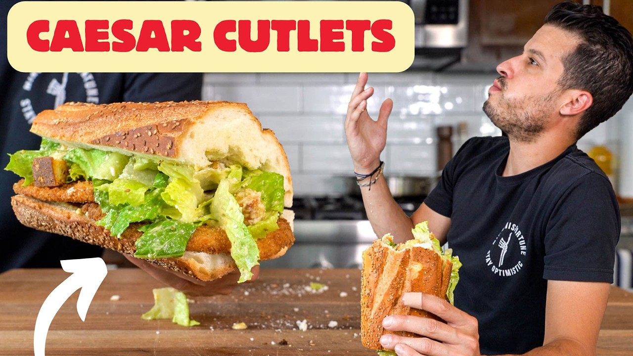 CRISPY Chicken Cutlet CAESAR Sandwich - YouTube