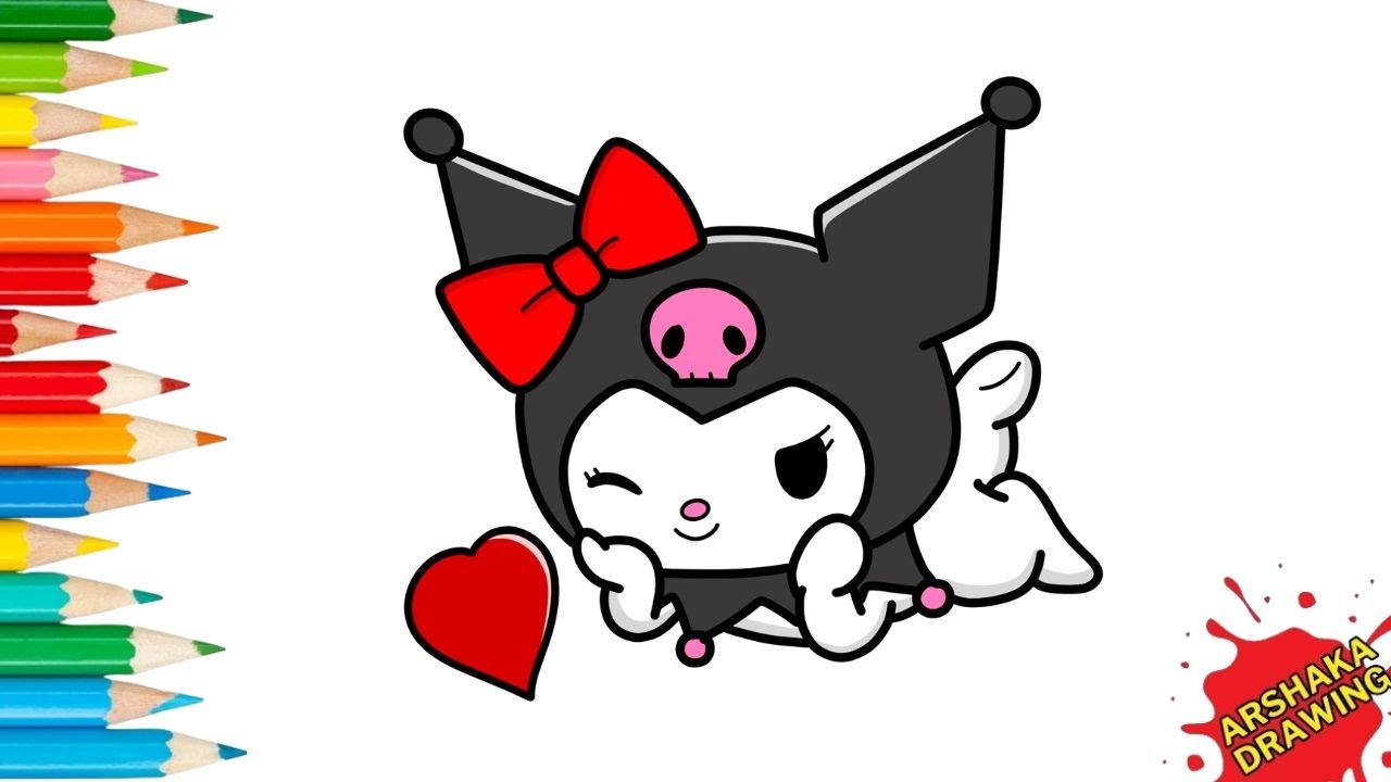 Drawing and Coloring Cute Kuromi with Love Heart Easy | How to Draw ...
