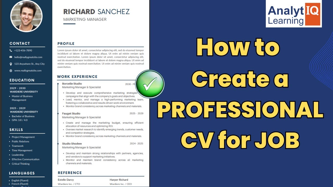 How to Create a PROFESSIONAL CV for Job!! - YouTube