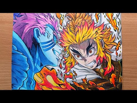 How to draw Rengoku vs Akaza - YouTube