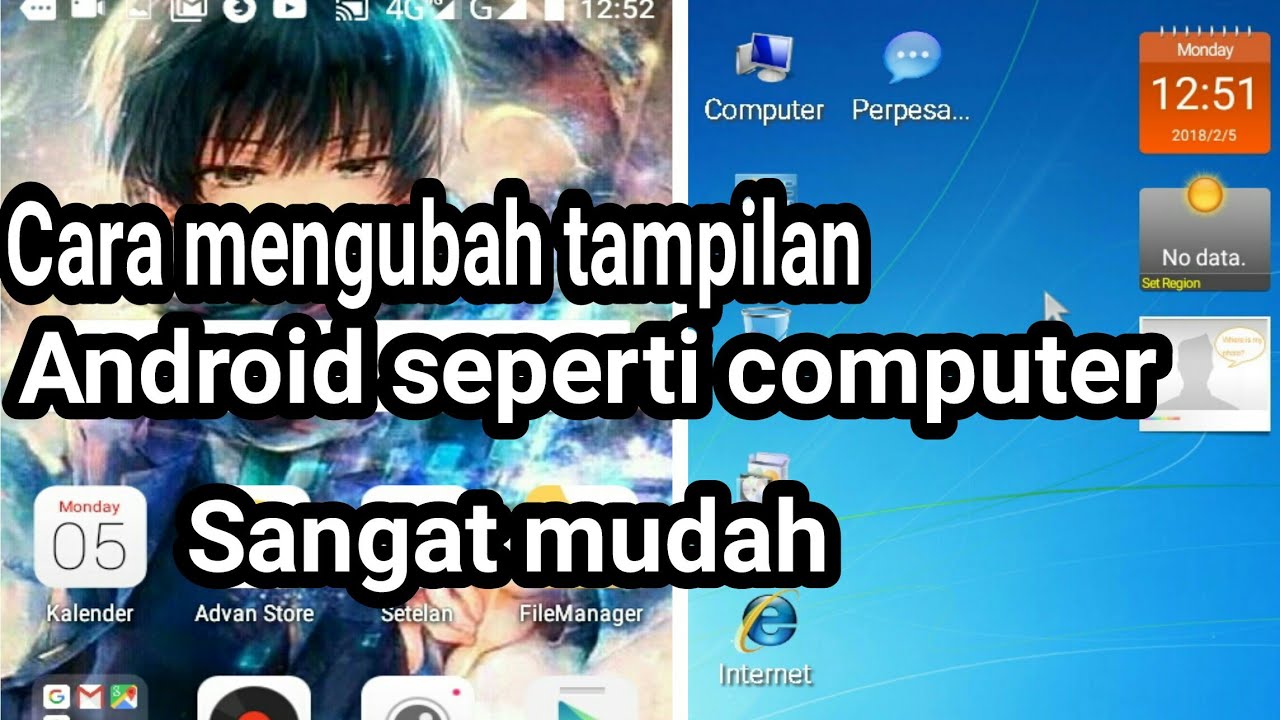 Cara mengubah tampilan Android Menjadi Komputer #Tutorial - YouTube