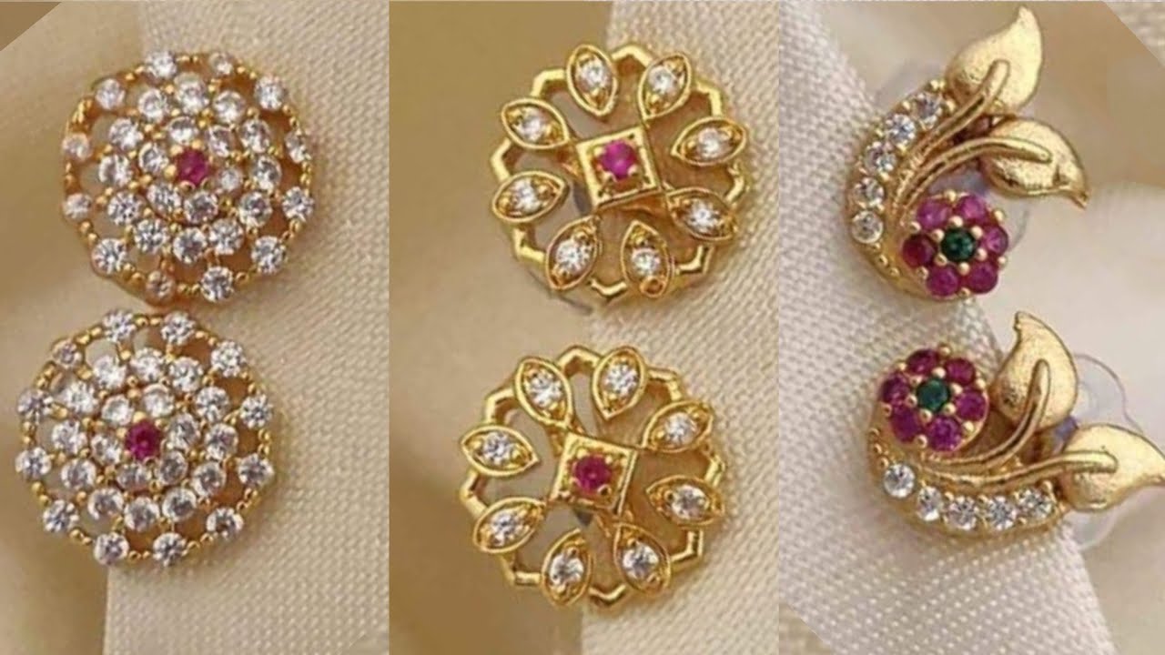 Simple Gold Earrings ll Designer Gold Daily Use Earrings ll - YouTube