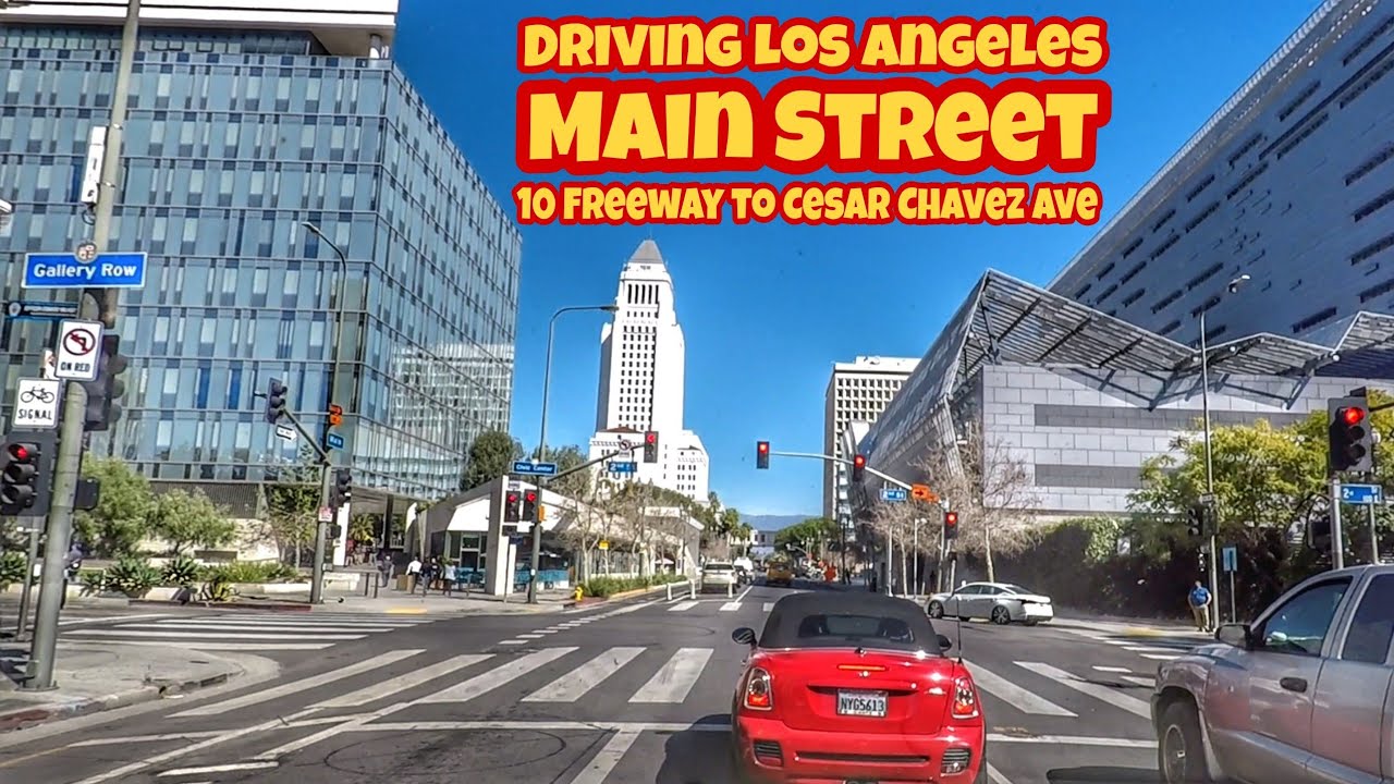 Driving Los Angeles Main Street 10 Freeway to Cesar Chavez Ave - YouTube