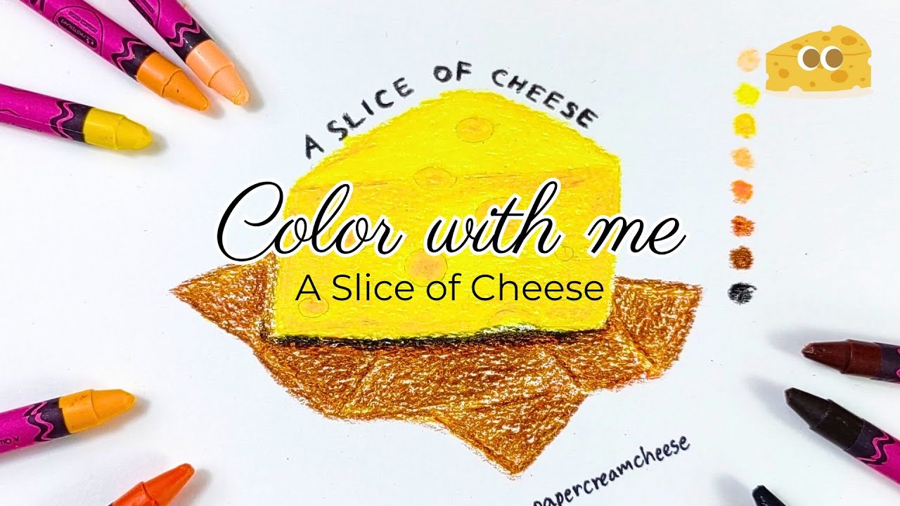🧀A Slice of Cheese Coloring with Wax Crayons I ระบายสีผ่อนคลายด้วยสี ...