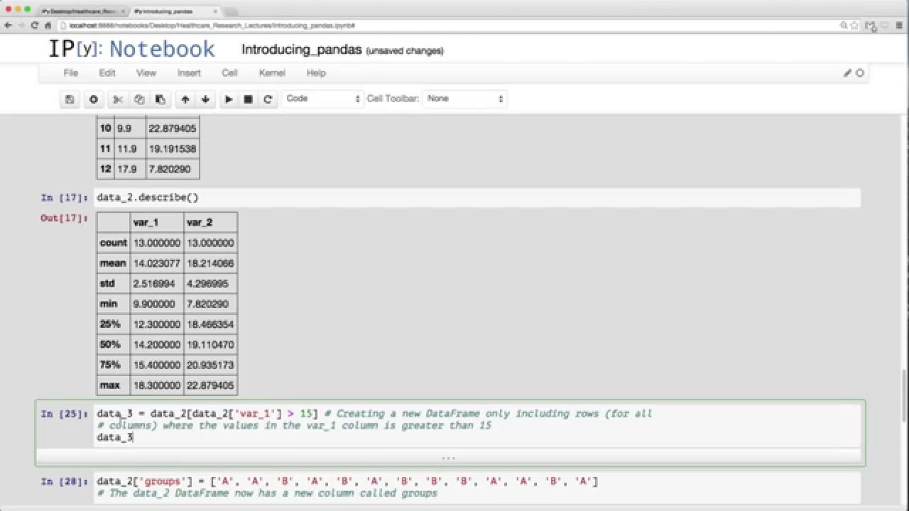Introduction To Pandas Part 1 Youtube