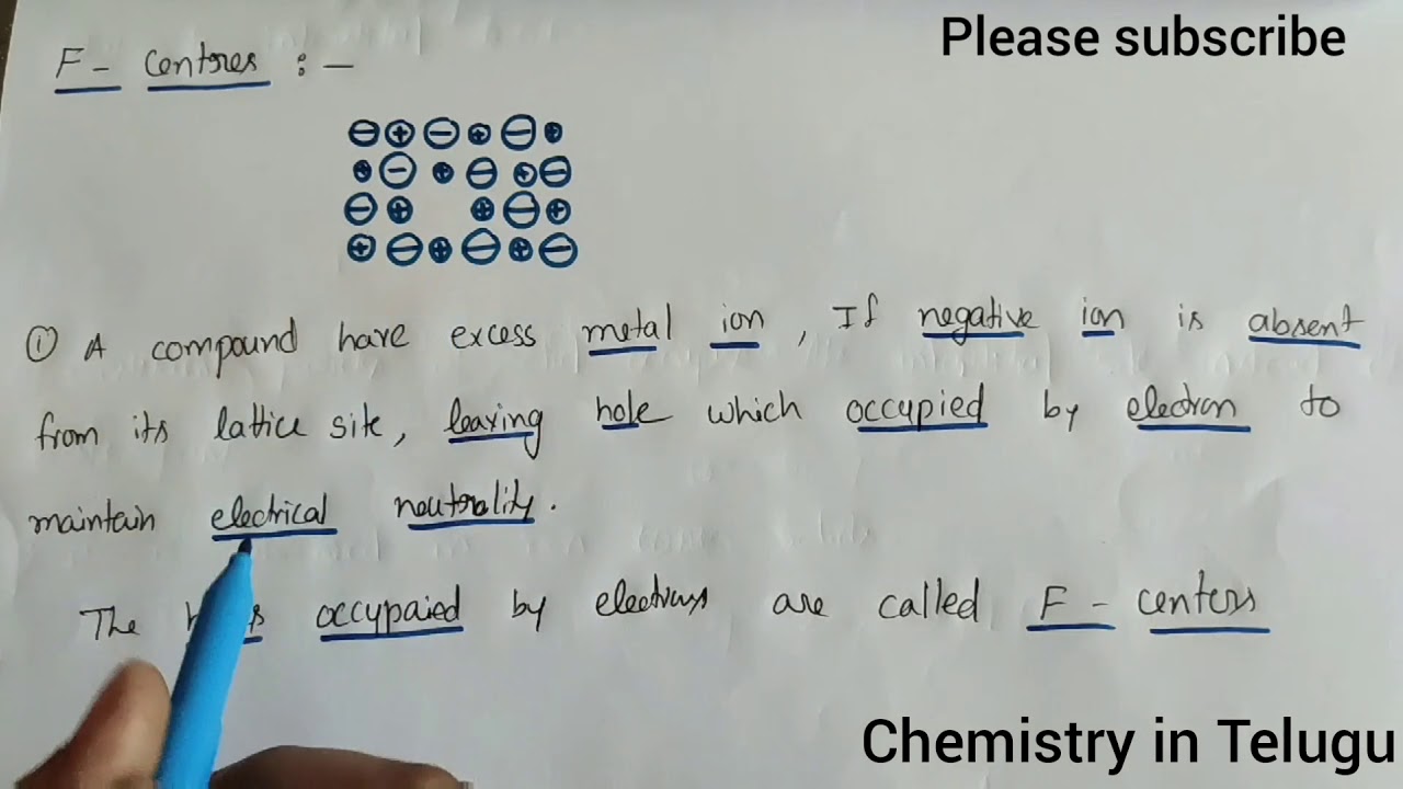 Class12//F -centers(chemistry) explanation in Telugu - YouTube