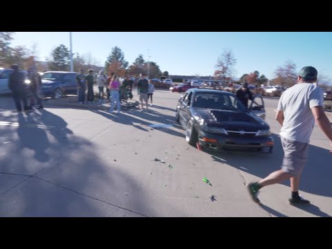 CAR CRASHES INTO BIKER AT FIRST SLUSH CAR MEET*GAVE HIM BACK INJURY ...