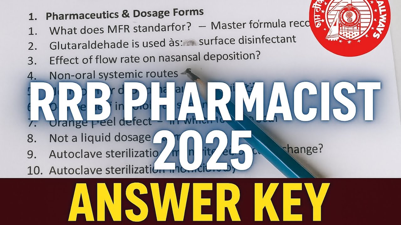 RRB Pharmacist 2025 Answer Key Shift 2 | RRB Paramedical Result 2025 ...