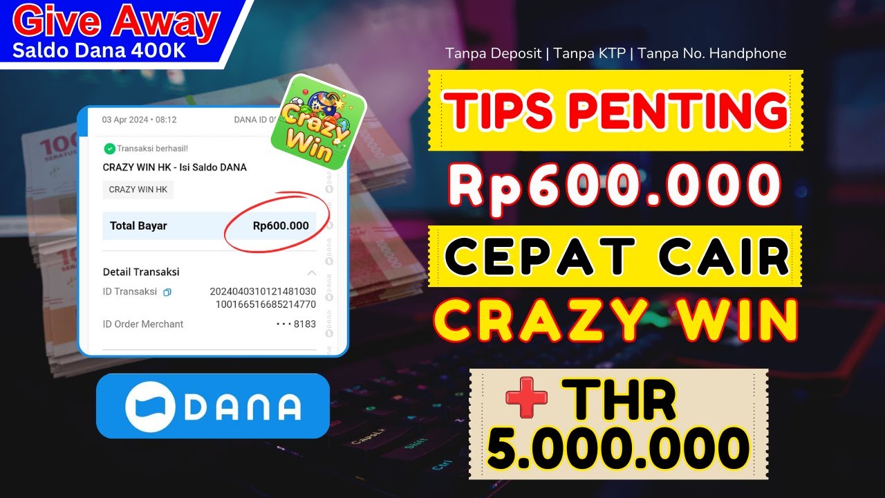Cara Mempercepat Pencairan Crazy Win 600.000 | APK Penghasil Saldo Dana Terbesar | APK Cuan ...