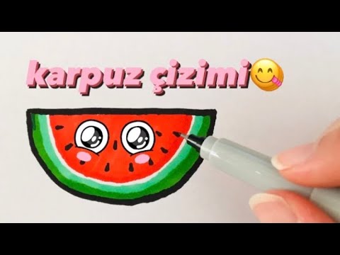 çok kolay KARPUZ🍉 çizimi | kolay tatlı resimler çizimler