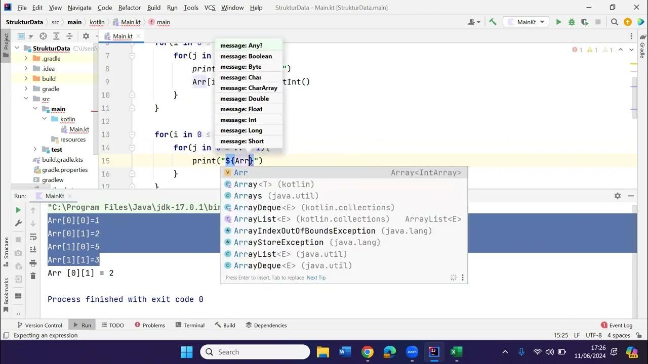 Multidimensi Array (Array 2D) Kotlin - YouTube