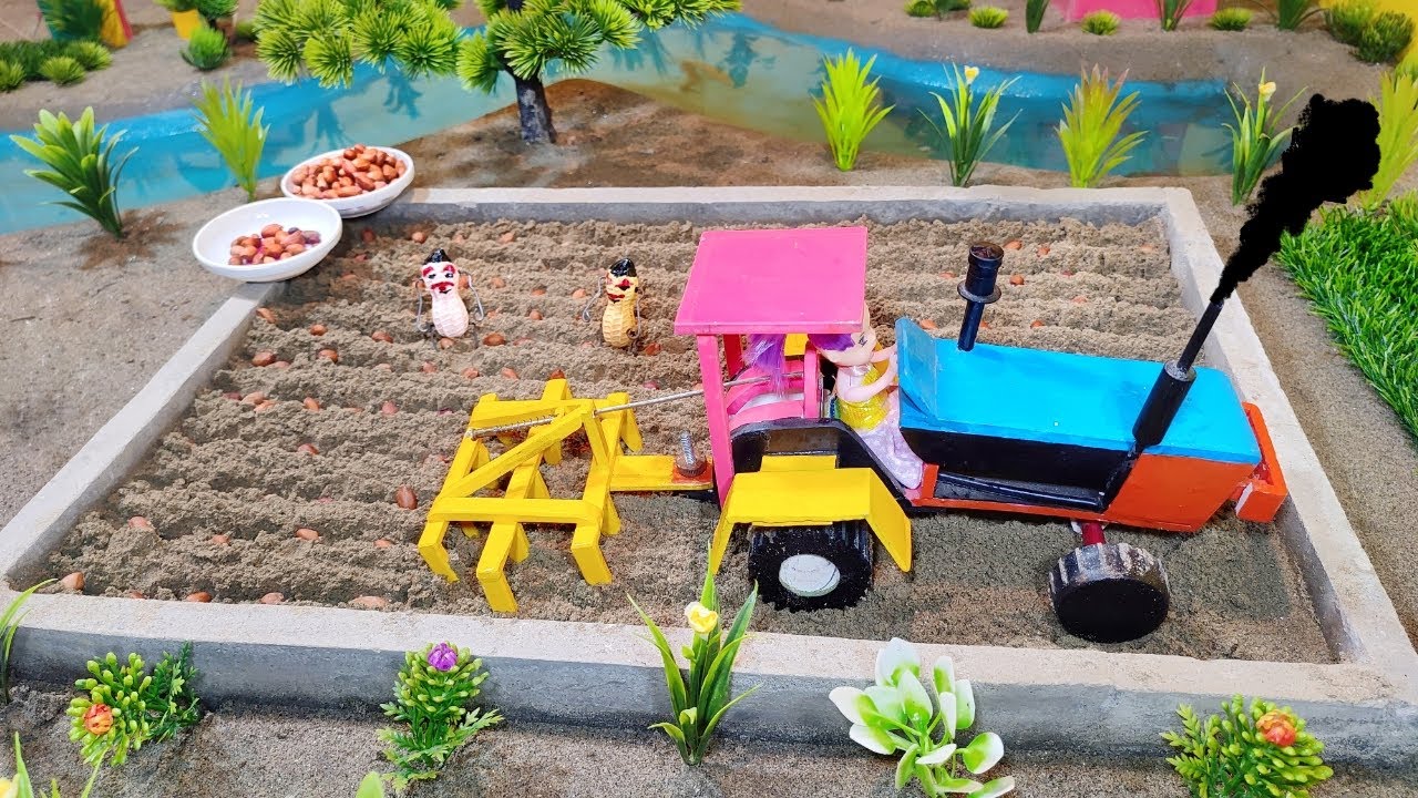 DIY tractor mini plough machine science project | How to plant nuts ...