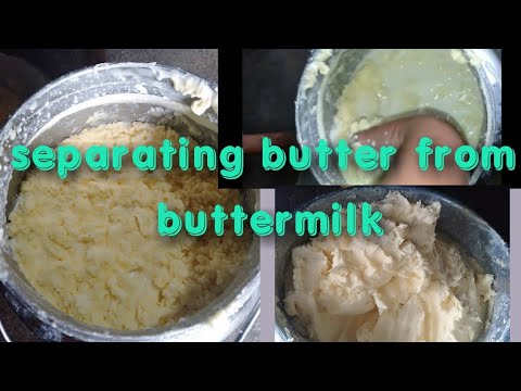 Separation of butter from buttermilk - YouTube