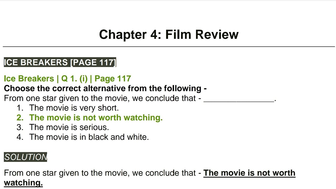 11th English Exercise solved answers 3.5 Film review full Maharashtra ...