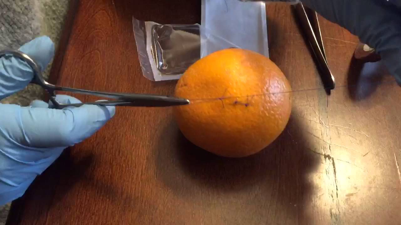 Senior Project: Interrupted suture on an orange - YouTube